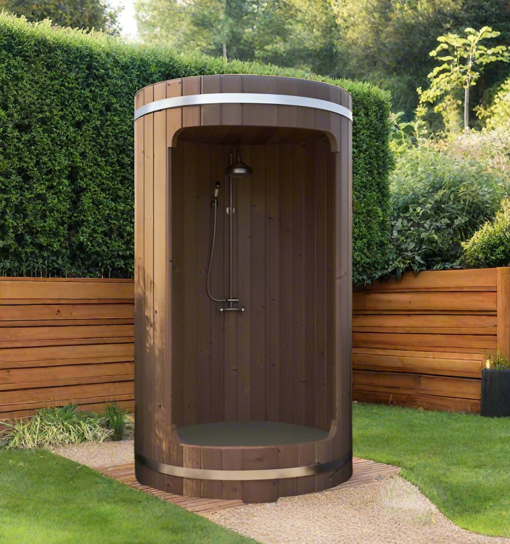 SaunaLife Rain-Series Outdoor Barrel Shower Kit — Opulent Recreations